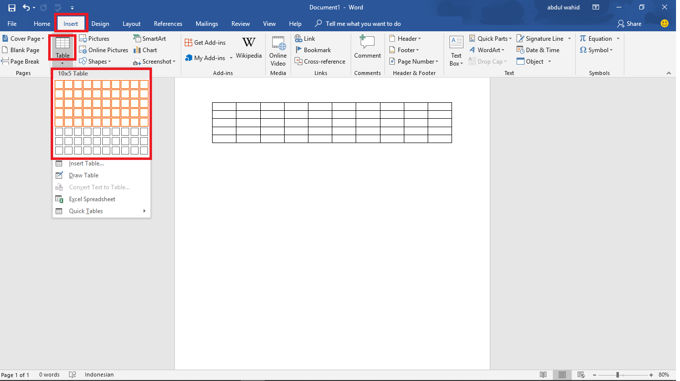 Cara Mudah Membuat Tabel Di Ms.Word! Terbaru - wahidun1