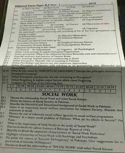 Education Is The Key To Success: Universal Guess Papers 2020 For BA ...