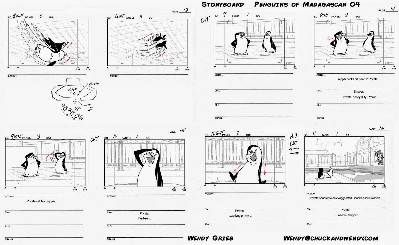 Wendy Grieb's Storyboard Portfolio: Penguins of Madagascar Storyboard Test