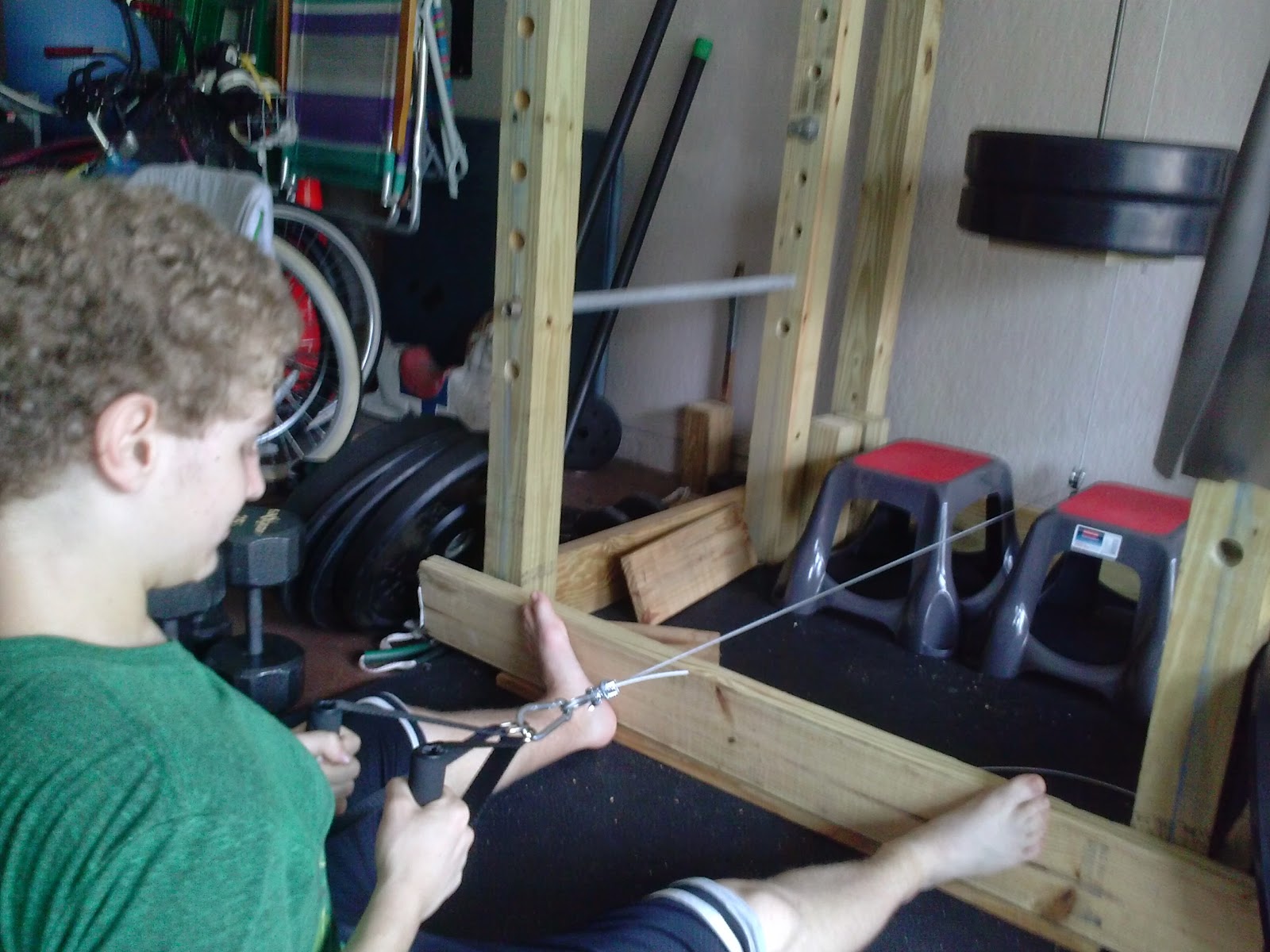 Homemade Wooden Power Rack/Power Cage : Cable Row Addition