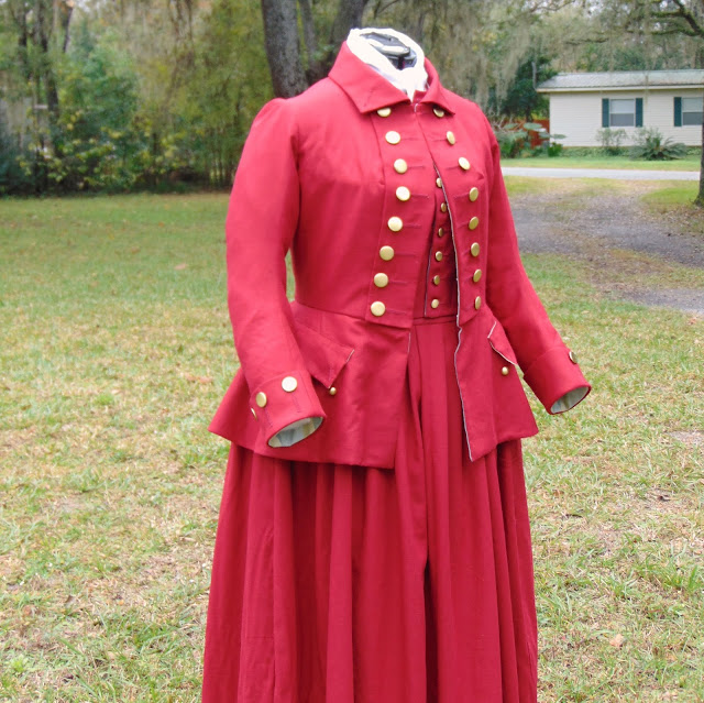 The Antique Sewist: JP Ryan Riding Habit - Red Linen