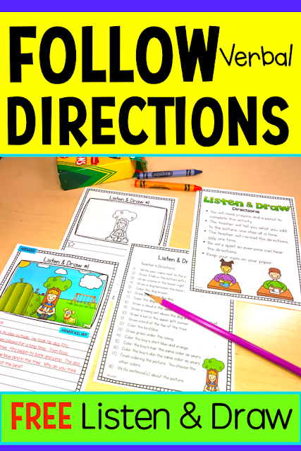 Following Directions & Listening Activity FREEBIE | Teach123