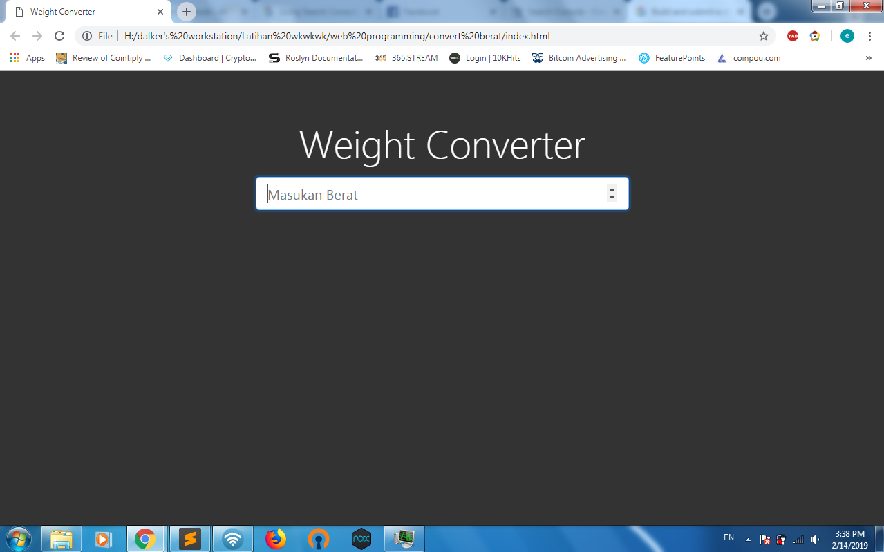 Tutorial membuat konversi berat di javascript dengan bootstrap