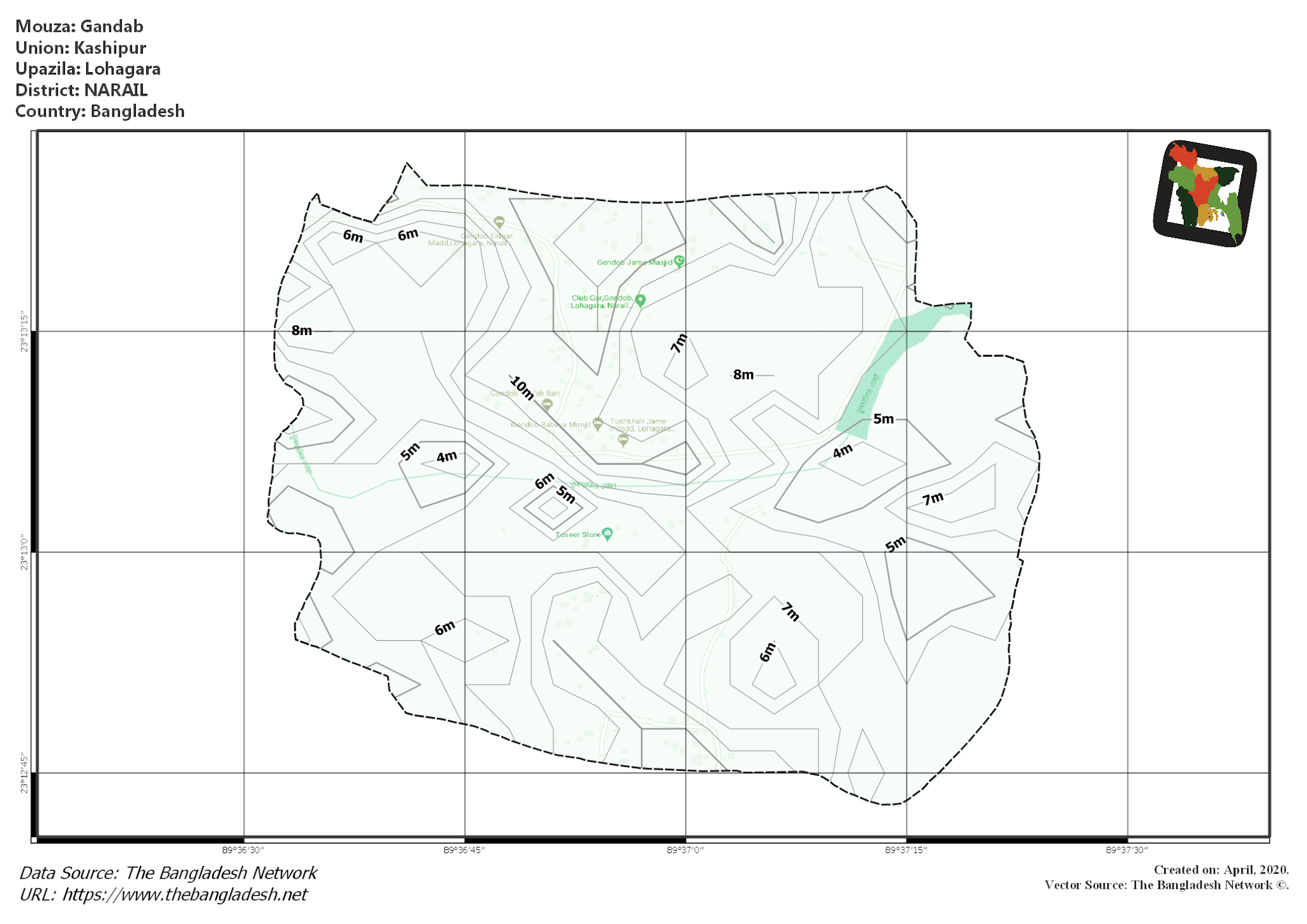 Map of Gandab Mouza, Lohagara, Narail