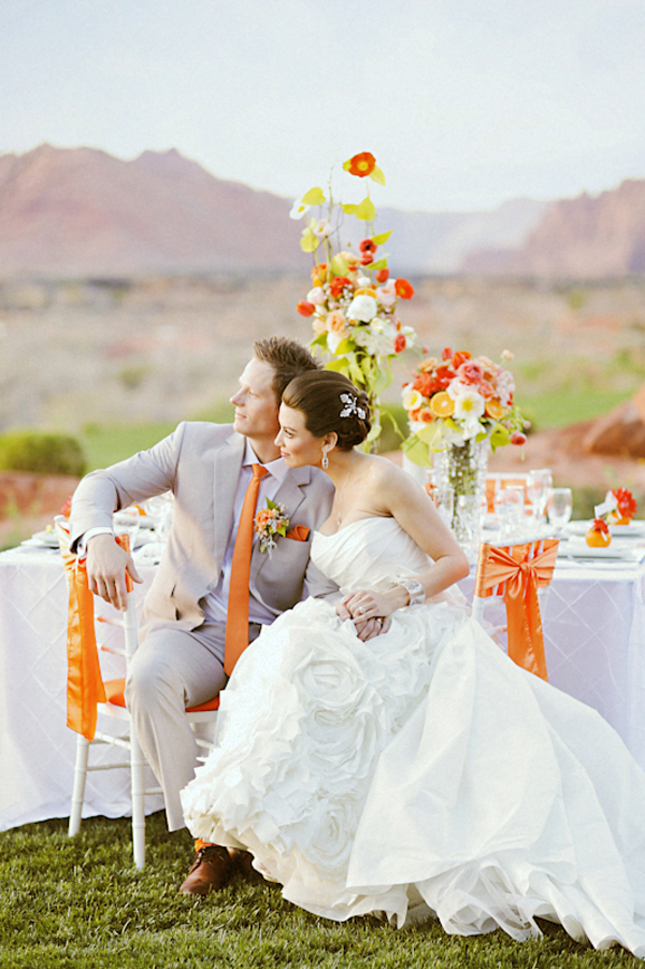 Gorgeous Tangerine Tango Wedding Inspiration - Belle The Magazine