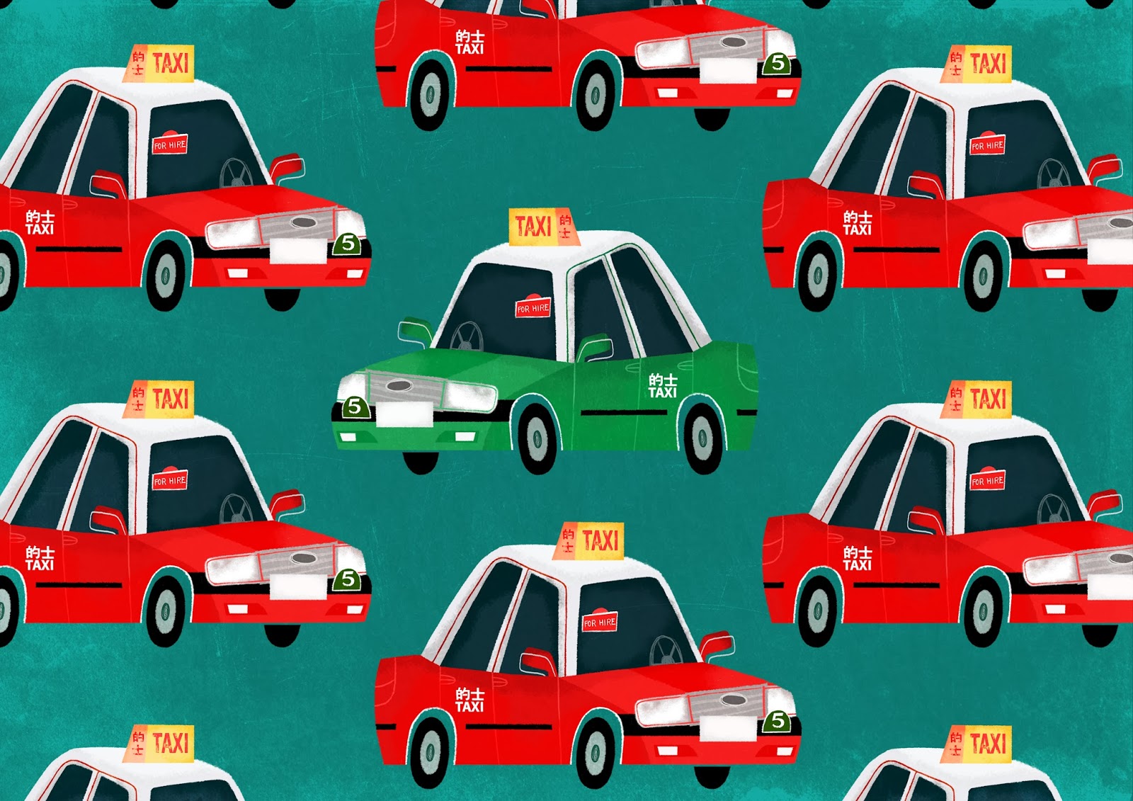 Hong Kong Taxi - Claire O'Brien Illustration