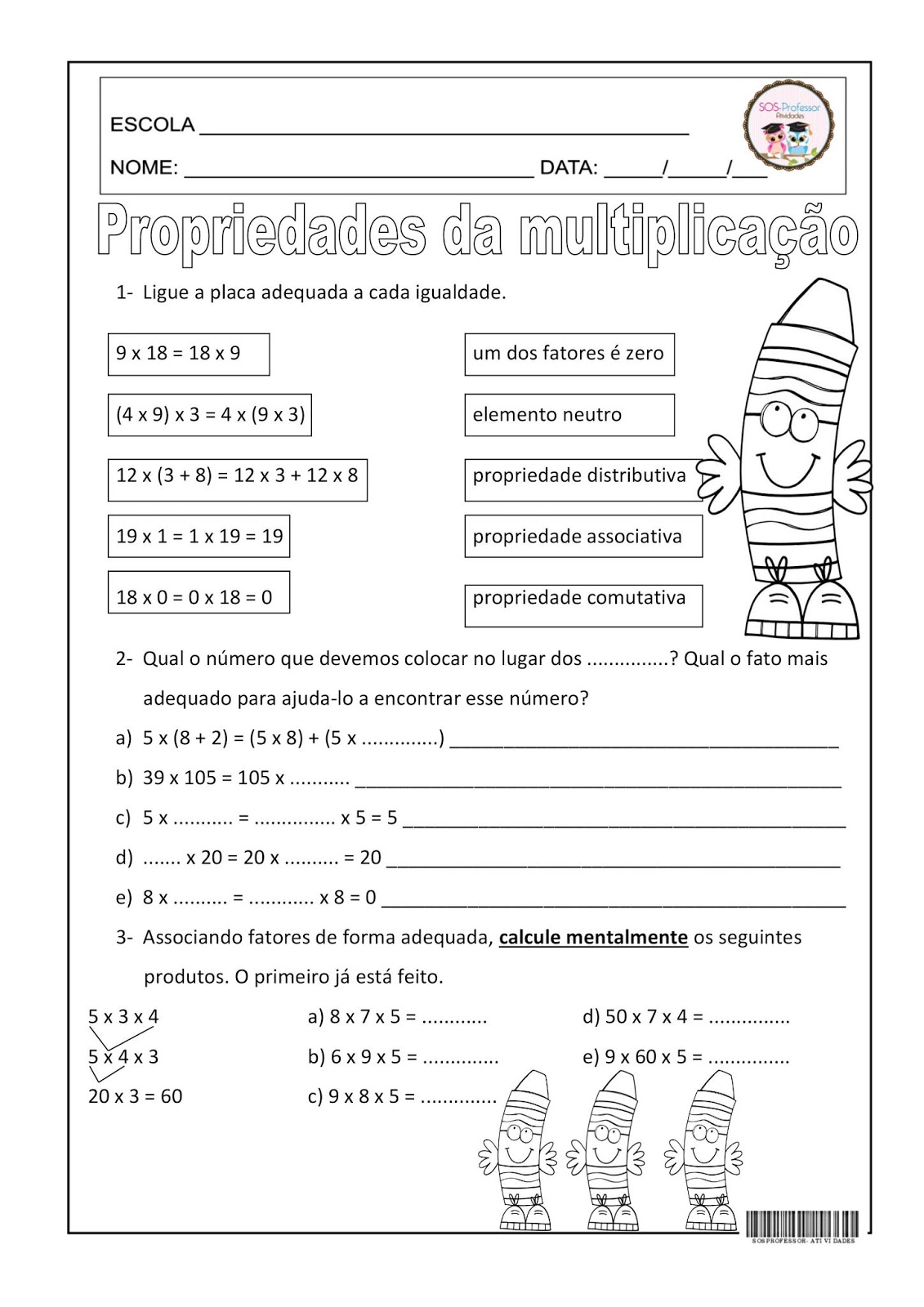 Propriedades Da Multiplicação Sos Professor