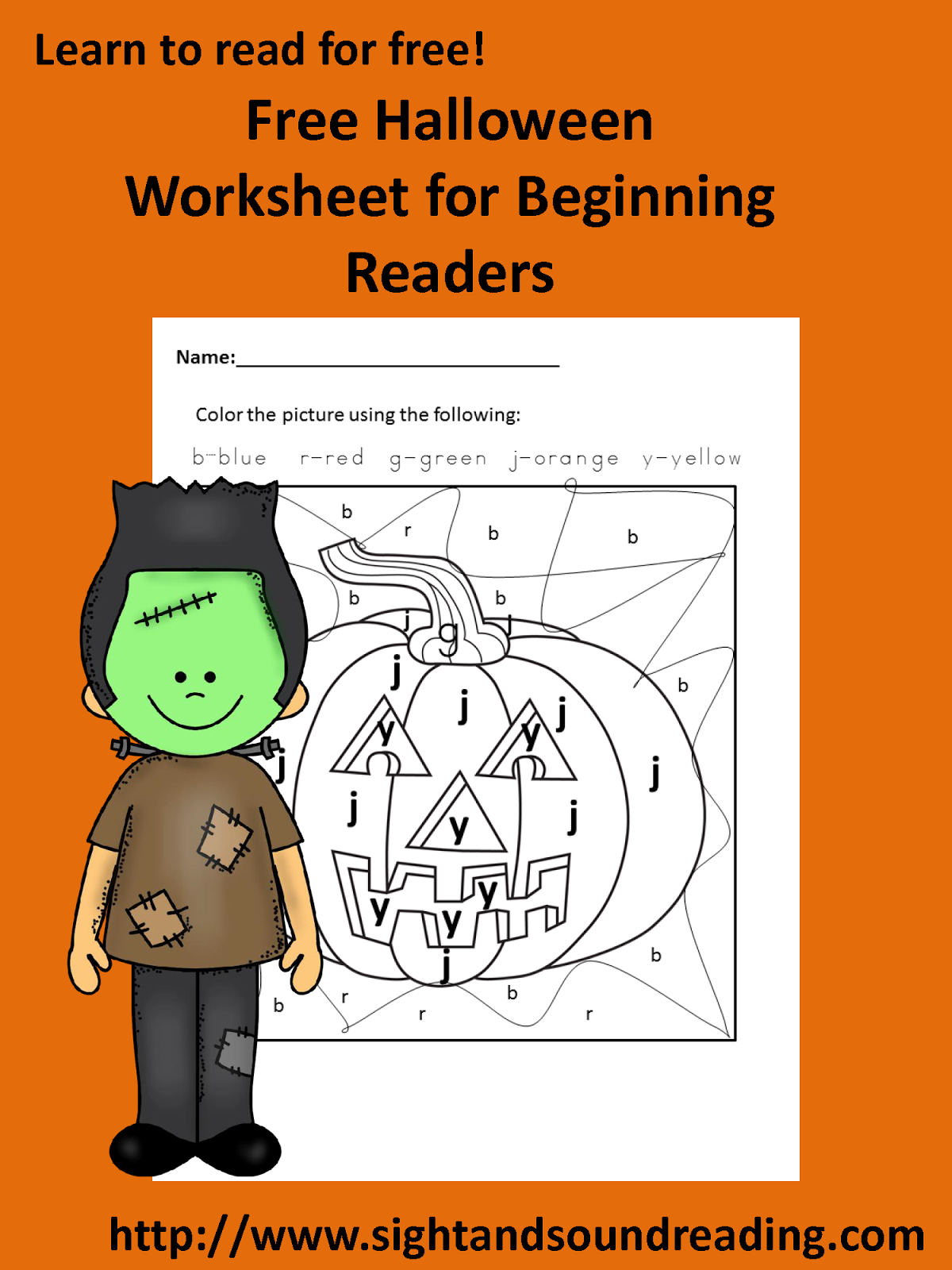 Classroom Freebies Too: Color by Letter Halloween worksheet