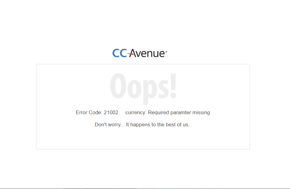Ccavenue Avoid Error Code 21002 Currency Required Parameter Missing How To Do It