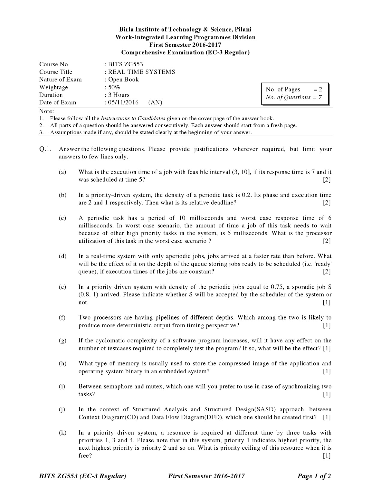 Question Papers: SEM 1