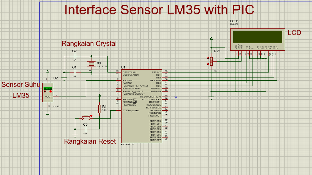 Interface Sensor Suhu LM35 Menggunakan PIC 16F877A - Ra