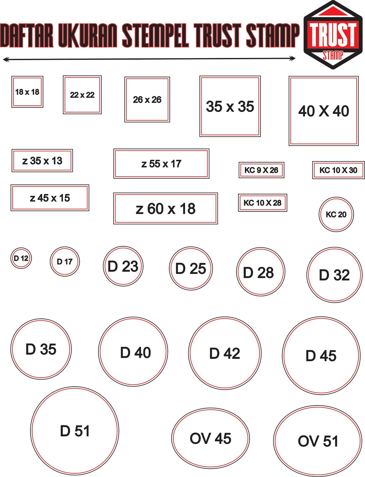 Daftar Ukuran Stempel