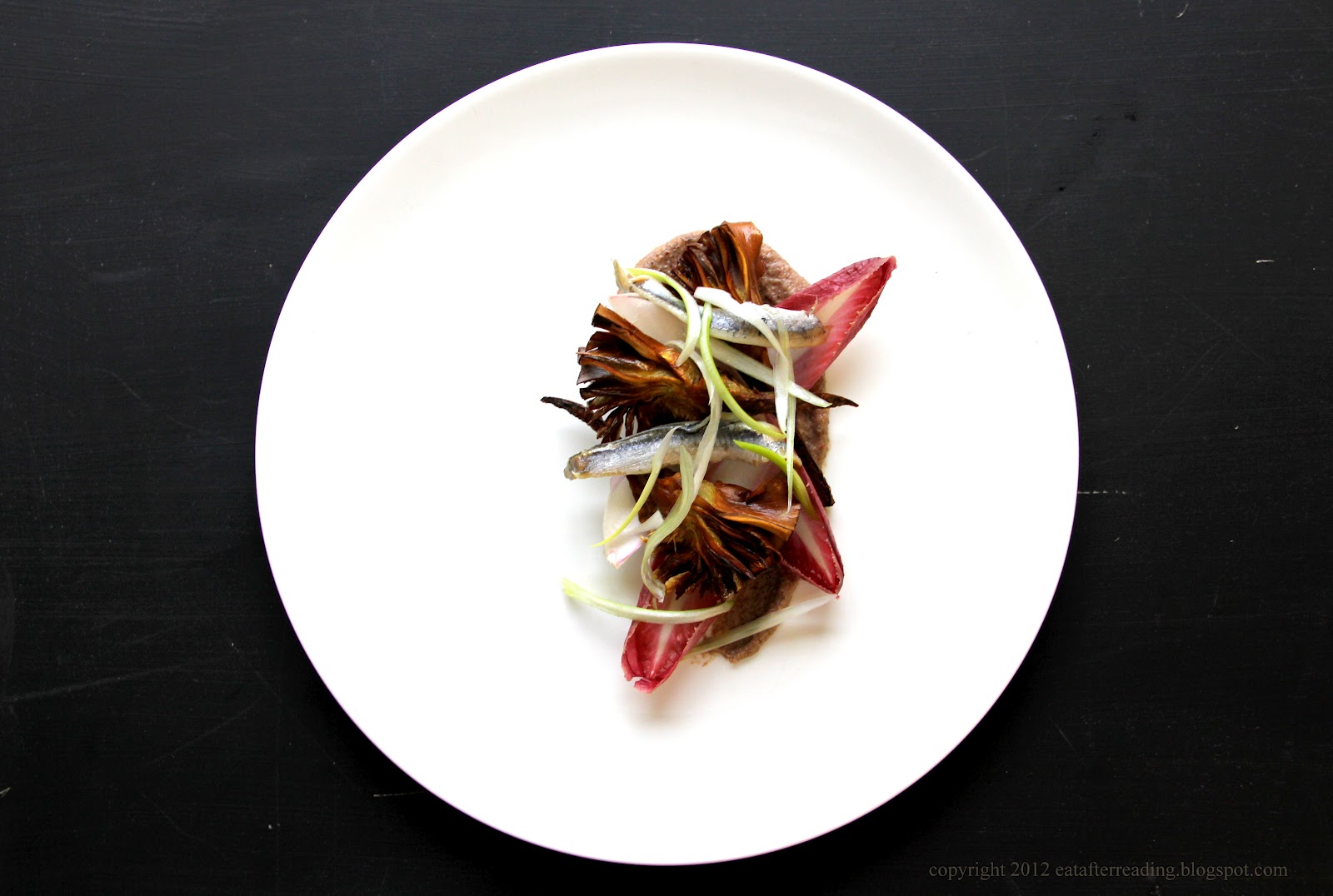 eat after reading: Smażone karczochy na pekanowym puree z anchovies