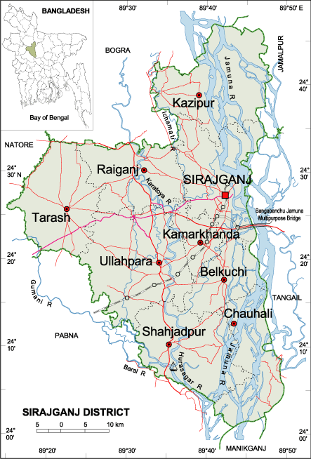 Sirajganj District: Map in Sirajganj District