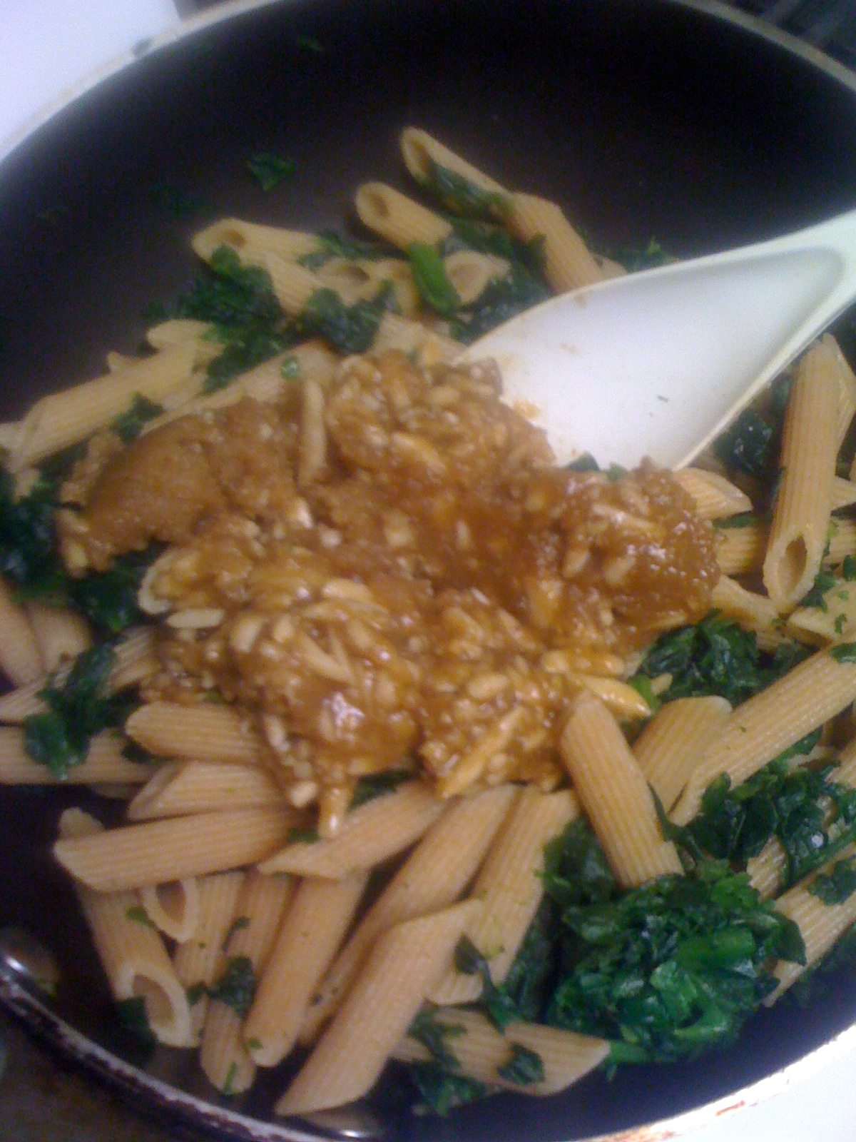 AfroVeganChick: Baked Cashew Cheese Penne, Spinach, & Almond Puree