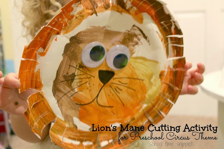 Paper Plate Lion's Mane Scissor Skills Craftivity | School Time Snippets