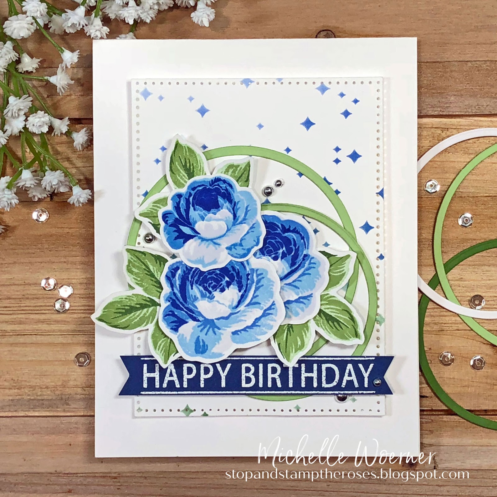 Stop and Stamp the roses: Blue roses for your birthday
