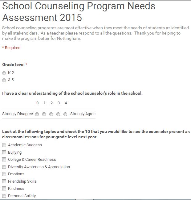 Elementary Counseling Blog: End-of-Year Staff Needs Assessment