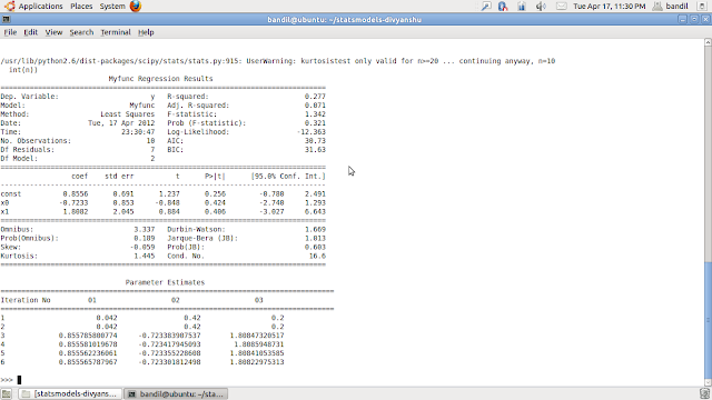 Non Linear Models In Statsmodels Parameter Estimates