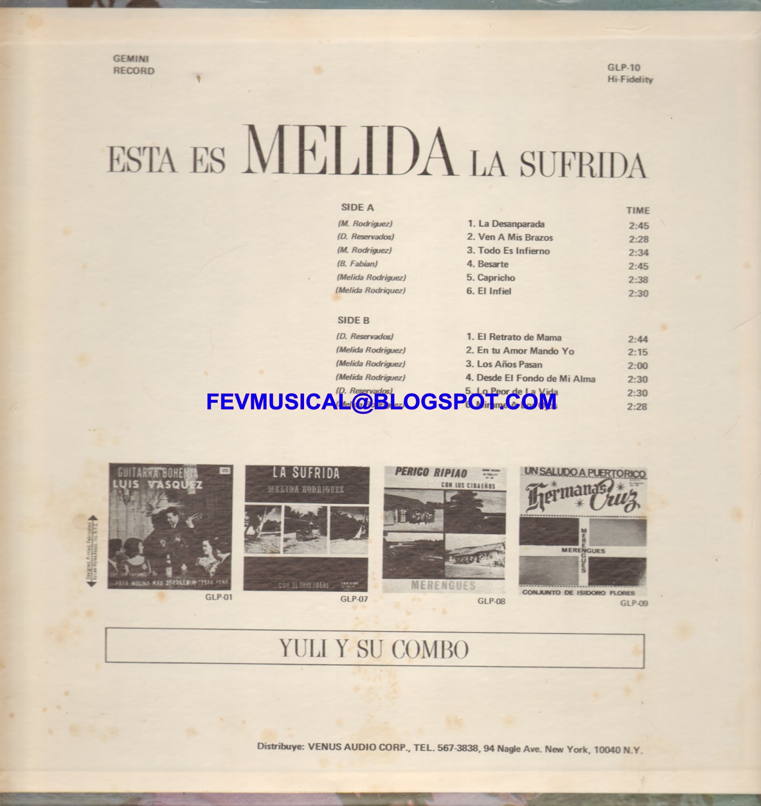 FEV MUSICAL: 1960's - Melida Rodriguez - Esta Es Melida (Gemini)