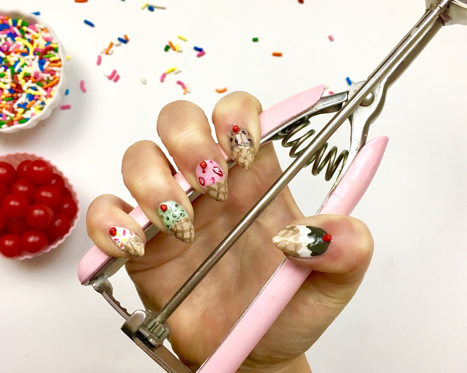 {VIDEO} Ice Cream Cone Nail Art Design - The Lindsay Ann