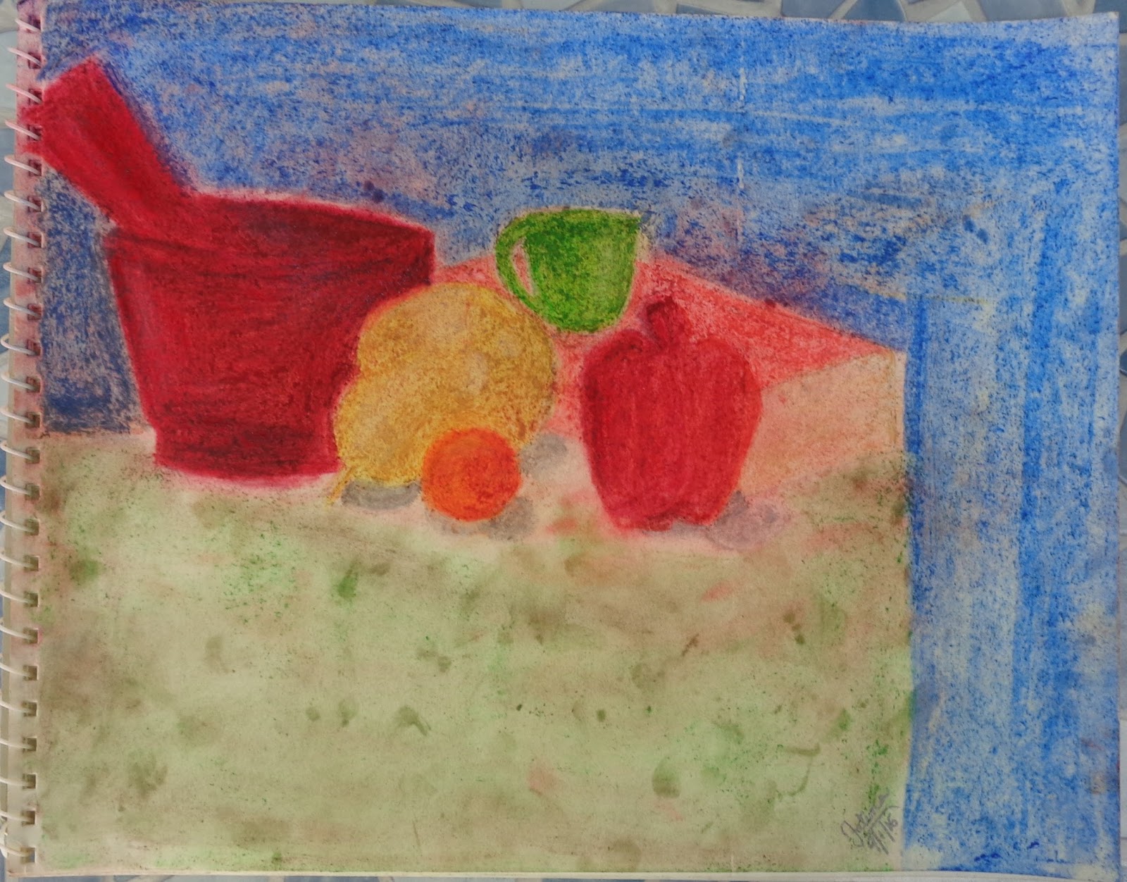 Still life with chalk pastels