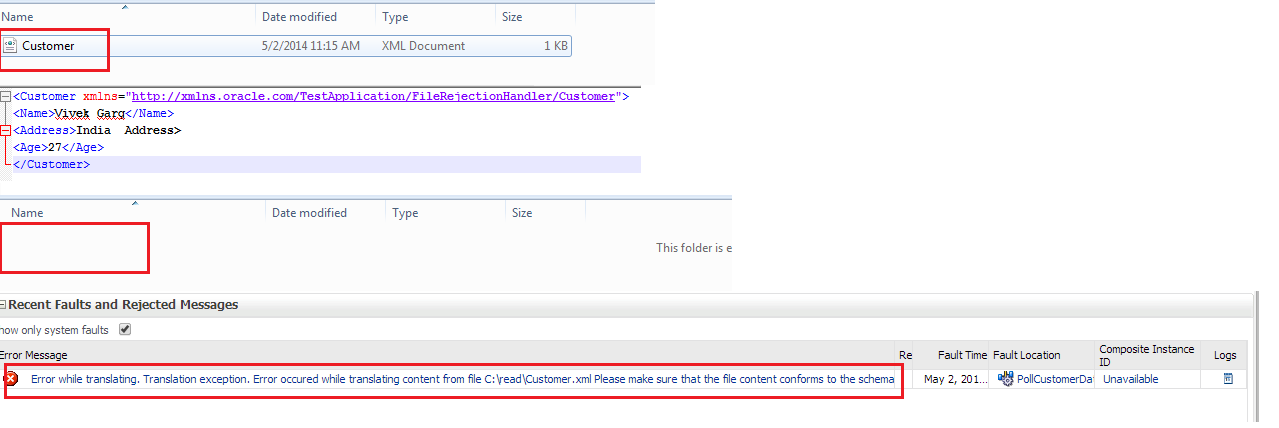 Soa 11g File Rejection Handler Part 1 File Adapter Error Handling Oracle Fusion