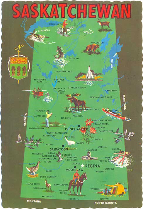 POSTCARDY: the postcard explorer: Map: Saskatchewan, Canada