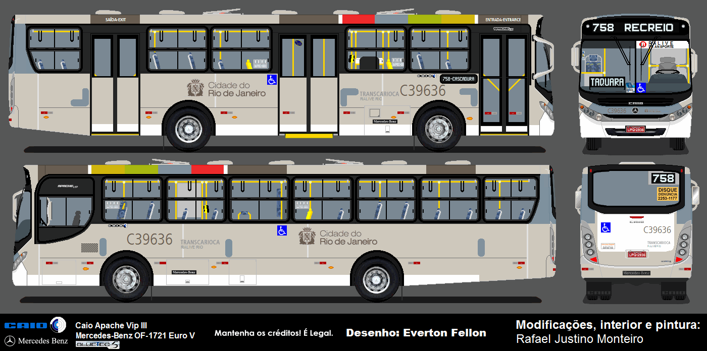 RALIVE TRANSPORTE: C39636 - Caio Apache Vip III Mercedes-Benz OF-1721 ...