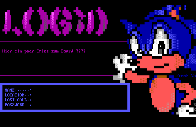 Sonic the Hedgehog login screen (ansi art)