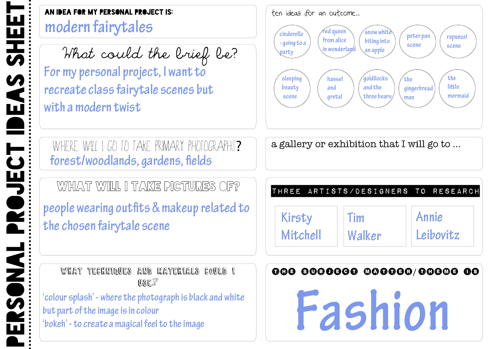 Liz Robson Photography: Personal Project Sheets