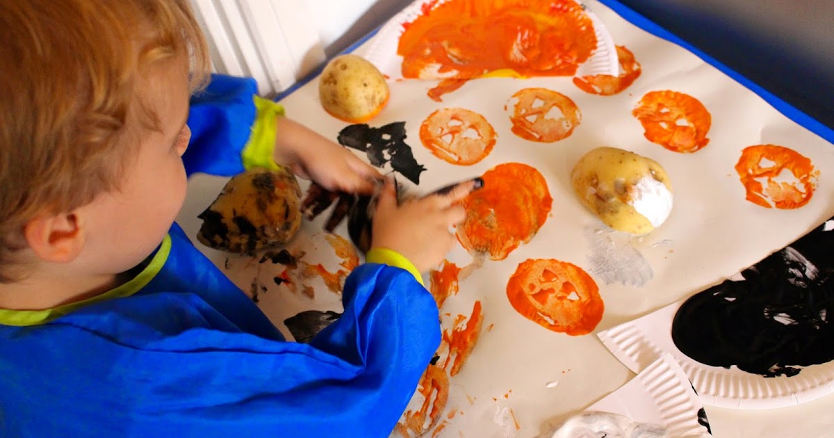 Halloween Potato Printing - Messy Little Monster