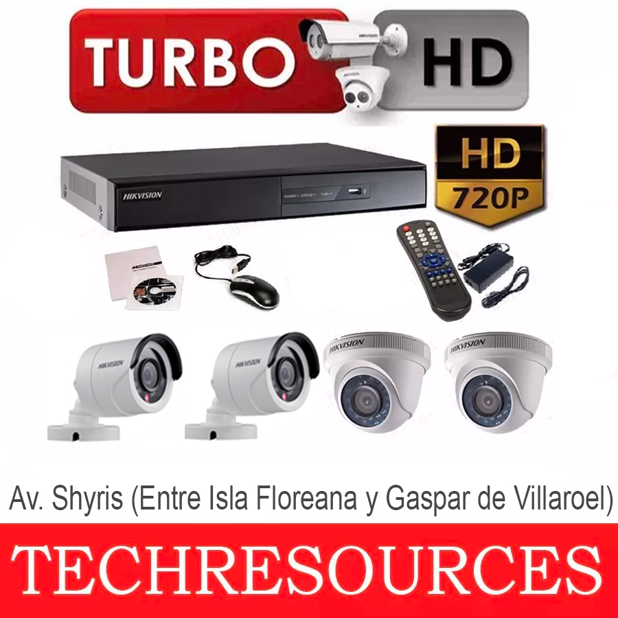 Kit 4 Cámara de Seguridad HD Turbo Hikvision 720P DVR Disco Duro Cables ...