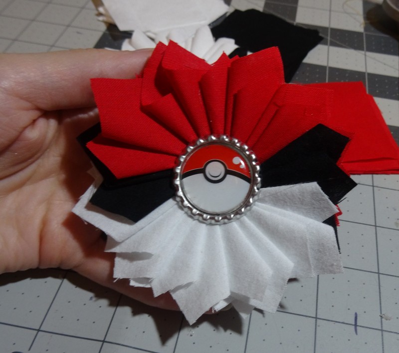 Create Kids Couture: Pokeball Fabric Flower Hair Clip