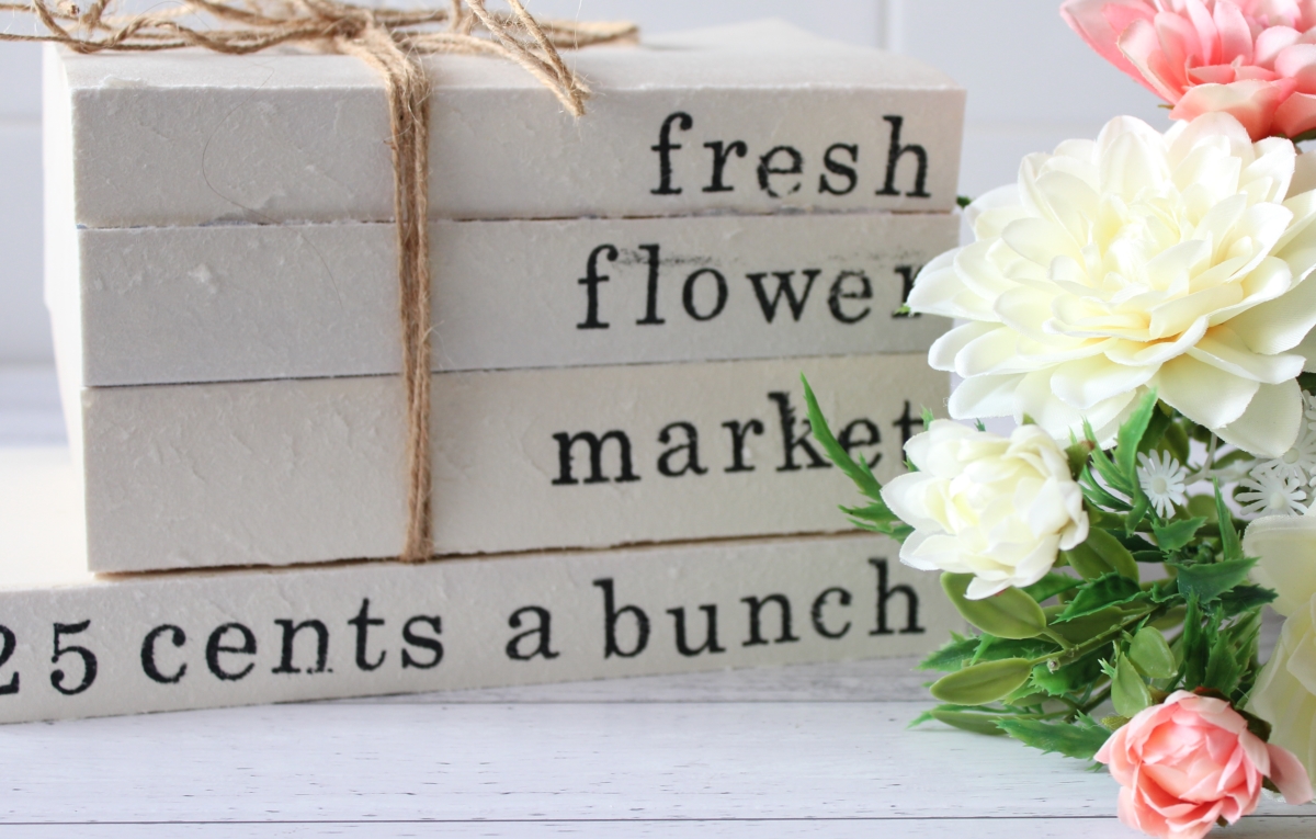 DIY Stamped Book Stack - Threadbare Creations