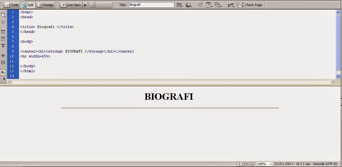 Cara Membuat Biografi Mengunakan Bahasa Pemograman Html Dengan Editor ...