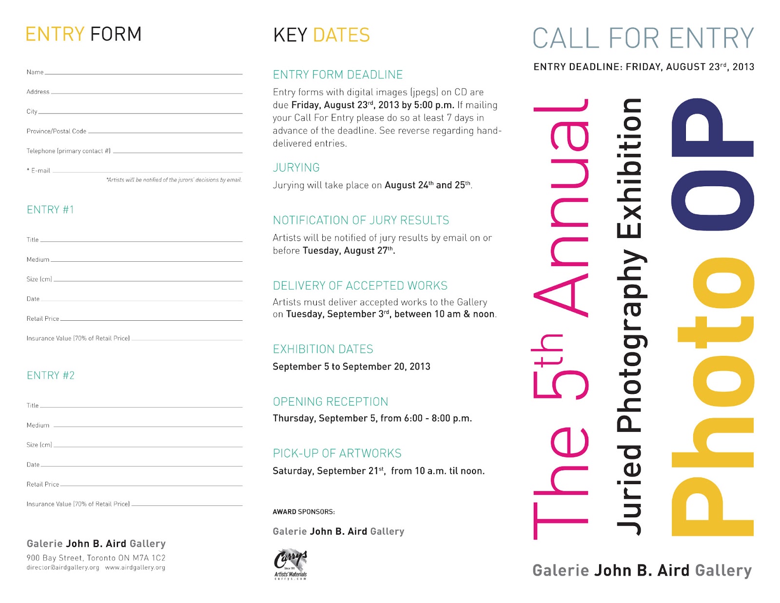 John B. Aird Gallery: Photo-OP 2013: Call for Entry