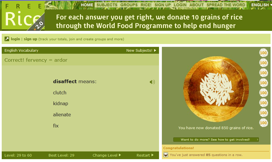 Uma blogueira pobre: Você conhece o Free Rice?