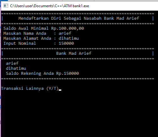 Contoh Program C++ ATM Bank ~ Tutorial Belajar Coding