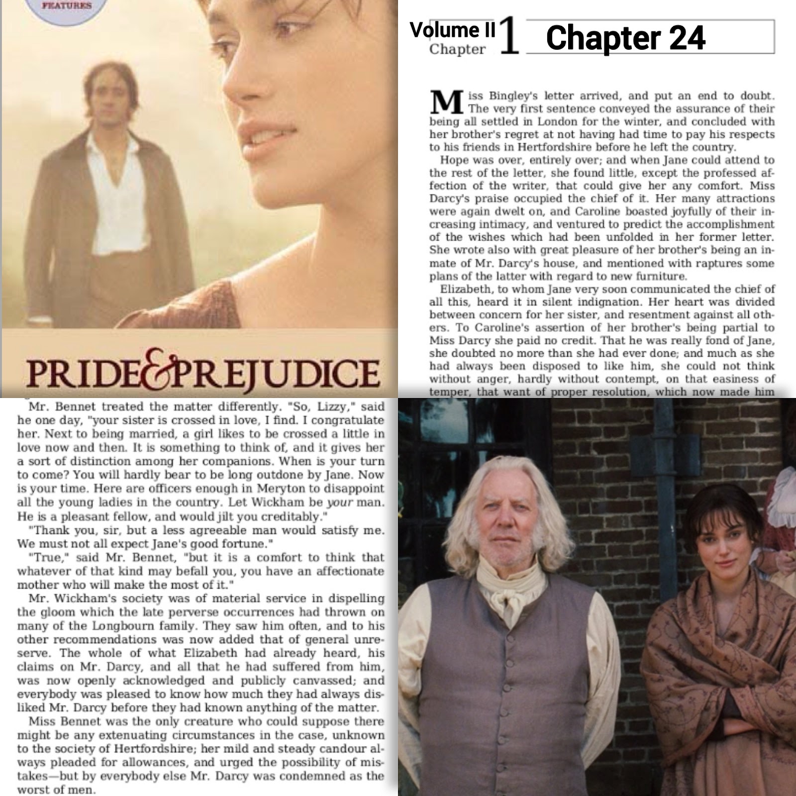 Pride and Prejudice Quotes from Novel to Film (Chapter 24)