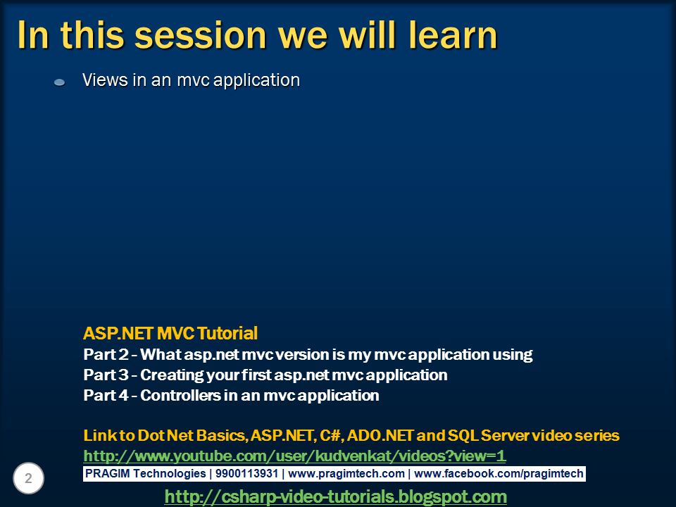 Sql server, .net and c# video tutorial: Part 5 - Views in an MVC ...