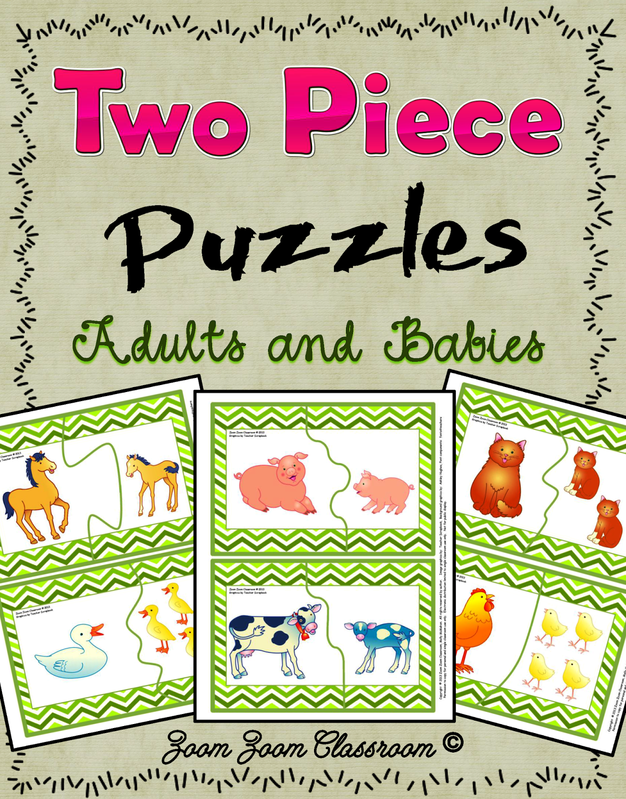 Lessons by Molly: Farm Animal Mother and Baby Puzzle Match-ups_Happy ...