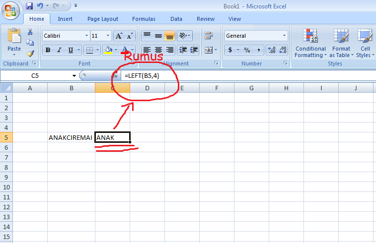 Rumus Left Pada Excel