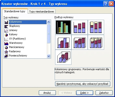 Extremum Excel: TWORZENIE WYKRESU
