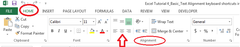 Text alignment keyboard shortcuts for Excel 2013 | FUNDOO EXCEL