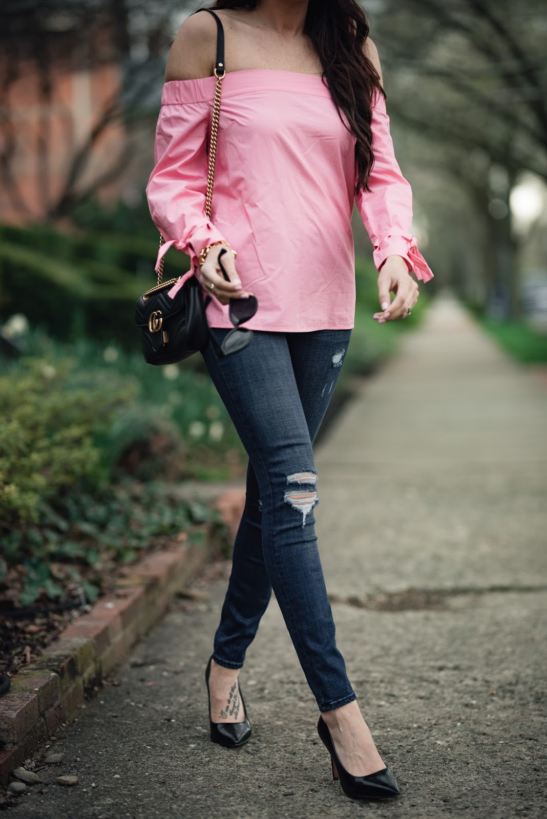 Pink Off the Shoulder Top | Where your heart is now