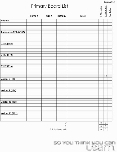 So You Think You Can Learn: Favorite LDS Primary Calendars and Schedules
