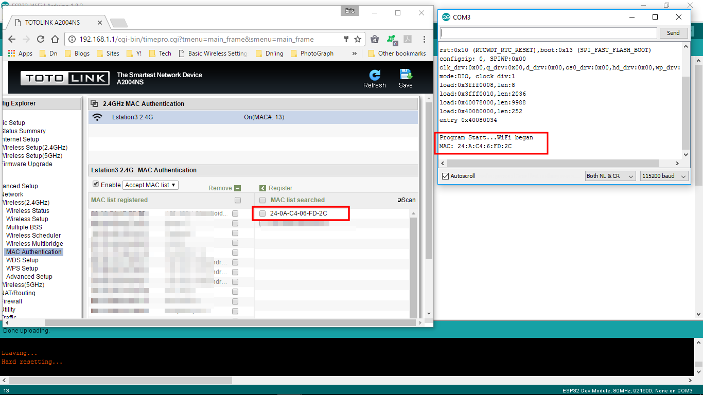 Arduino Er Get The Wifi Mac Address Of Esp32 Moduleavailable Wifi Network