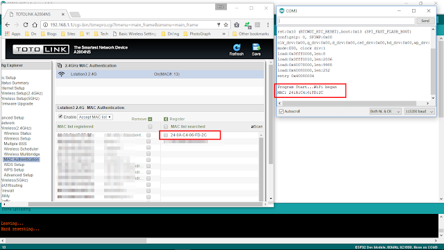 Arduino-er: Get the WiFi MAC address of ESP32 Module/available WiFi network