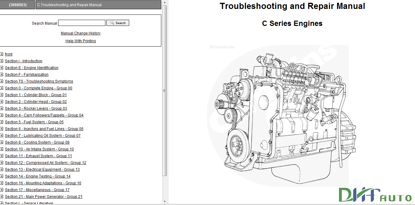 Troubleshooting and Repair Manual C Series Engine Cummins - Automotive ...